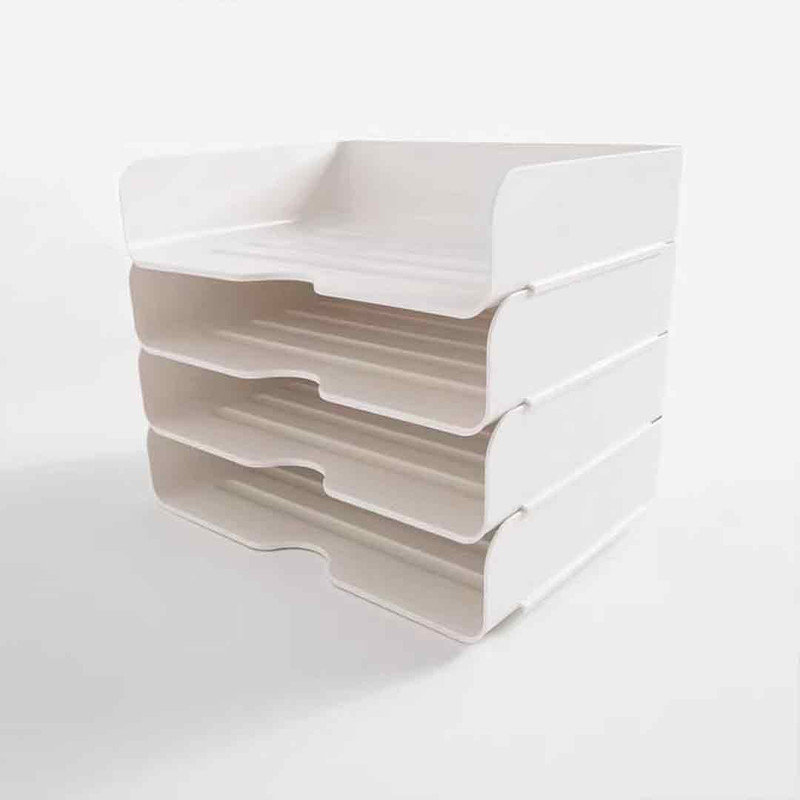 Rebrilliant Stackable Paper Trays 4 Pack, Desk Letter Tray Set with 4 File Bags, Stackable Desk ...